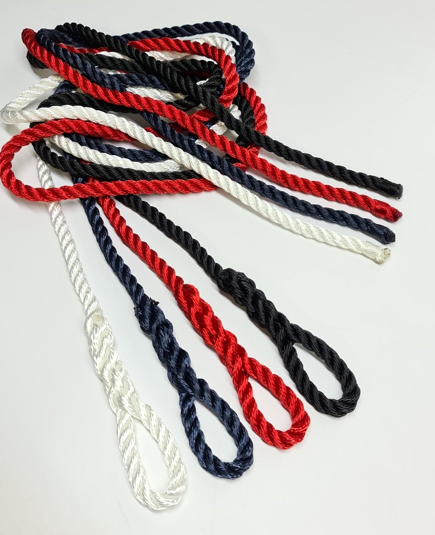 8mm - 10mm Polyester 3 Strand Fender Lines | Navy, Black, Red, White